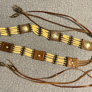Vintage Native American Concha Leather Tie Belt With Bone Hair-pipe - Etsy