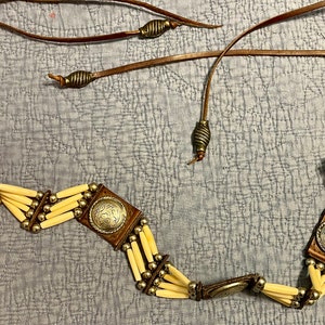 Vintage Native American Concha Leather Tie Belt With Bone Hair-pipe - Etsy