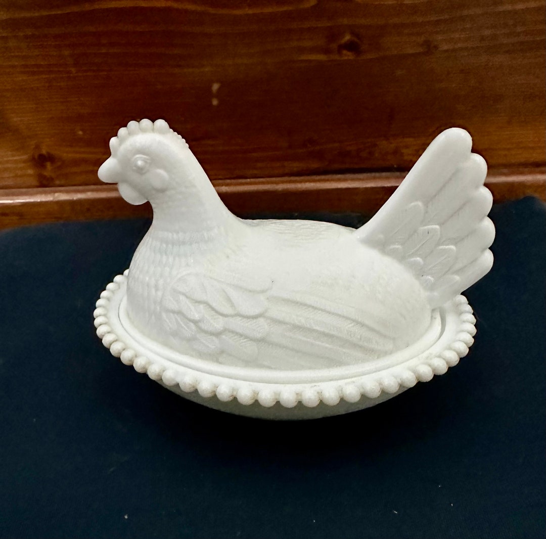 5” Hen on Nest Collectible Milk Glass From Indiana Glass - Etsy