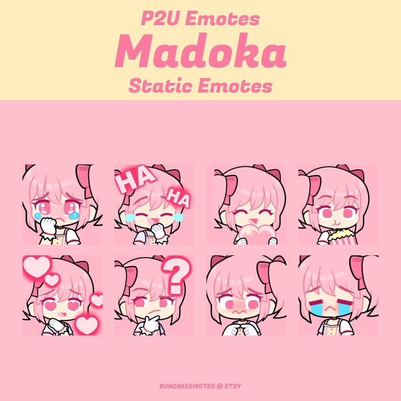 Madoka Kaname Emotes | Madoka Magica - Etsy
