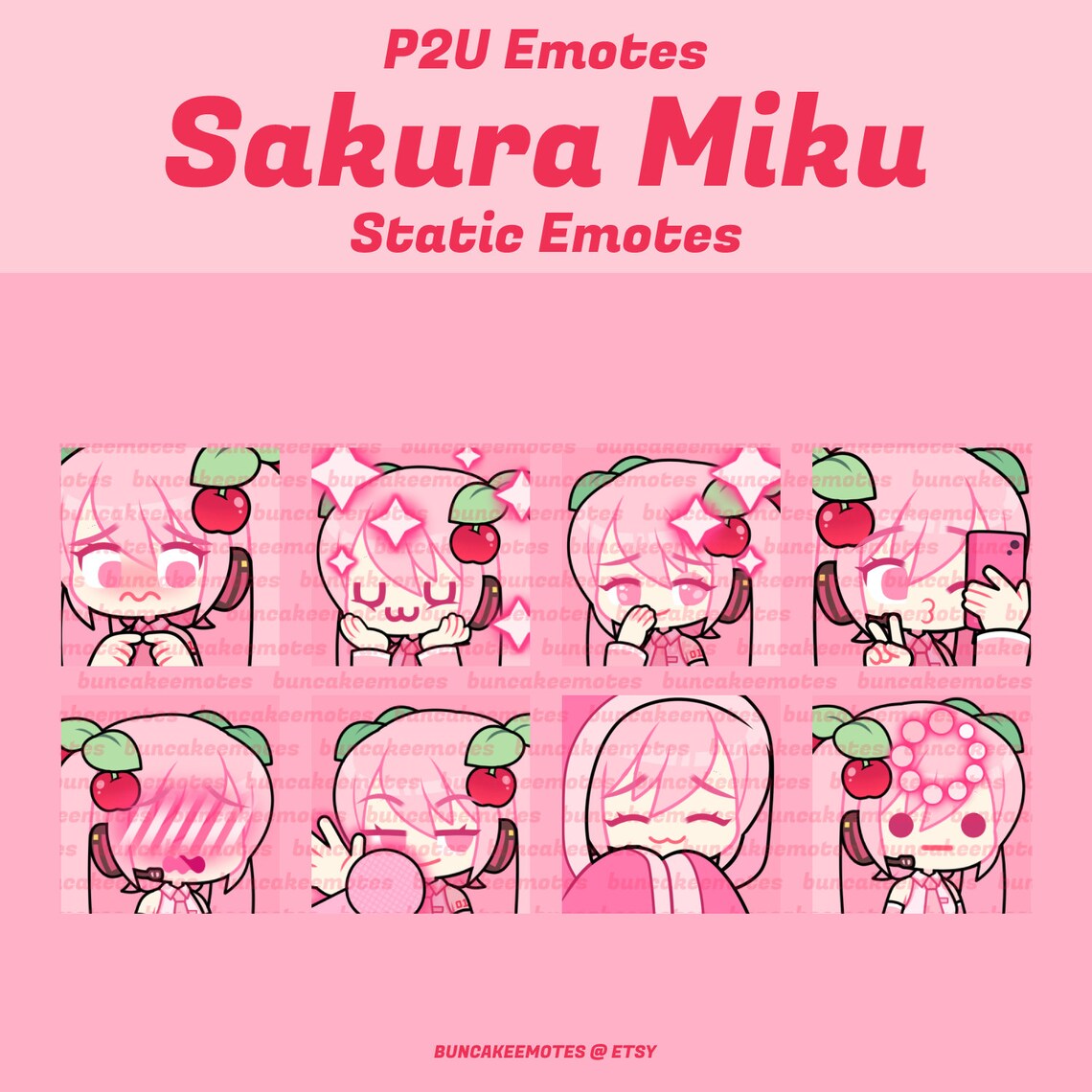 Sakura Miku Emotes | Vocaloid - Etsy