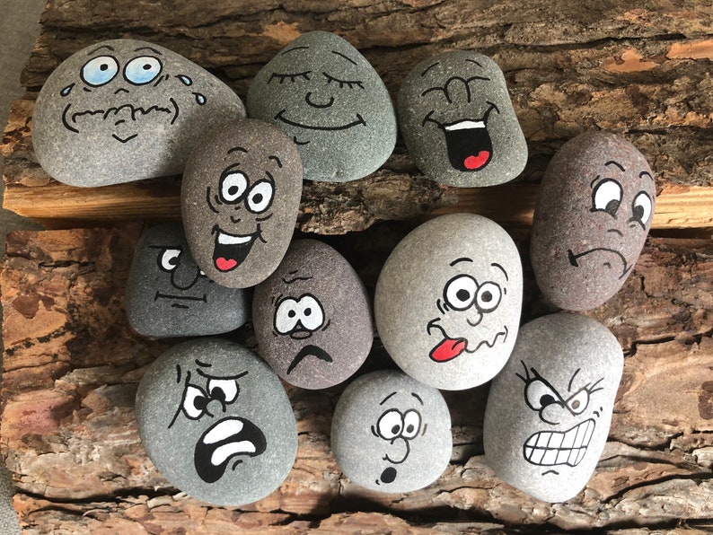 Feelings Stone Set: Montessori Emotion Faces, SEN Learning Resource - Etsy
