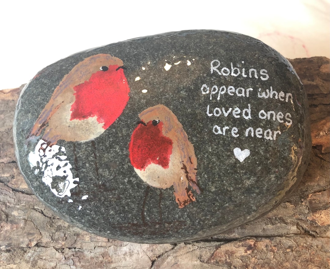 Grave Decoration Ornament Robin Memorial Pebble Keepsake Memory Garden ...
