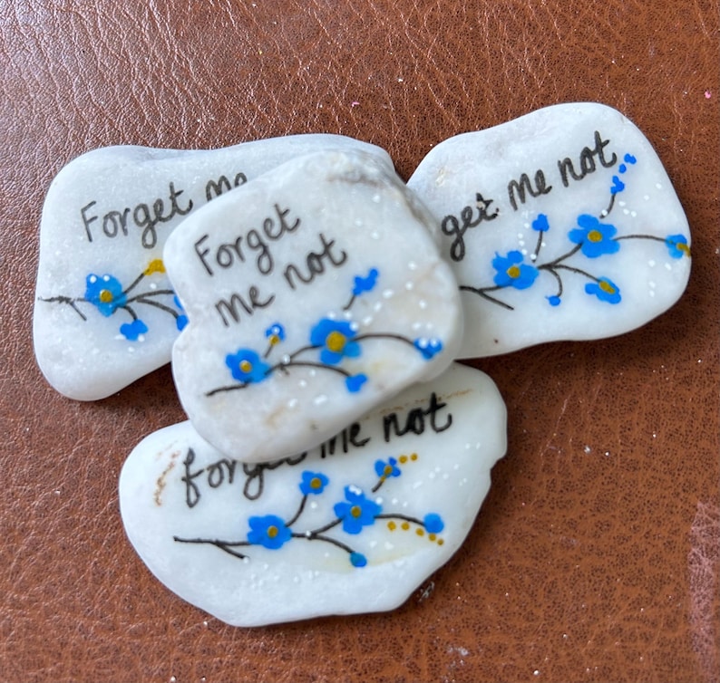 Hand-painted Forget-me-not Pebble: Grief Keepsake Pocket Hug - Etsy