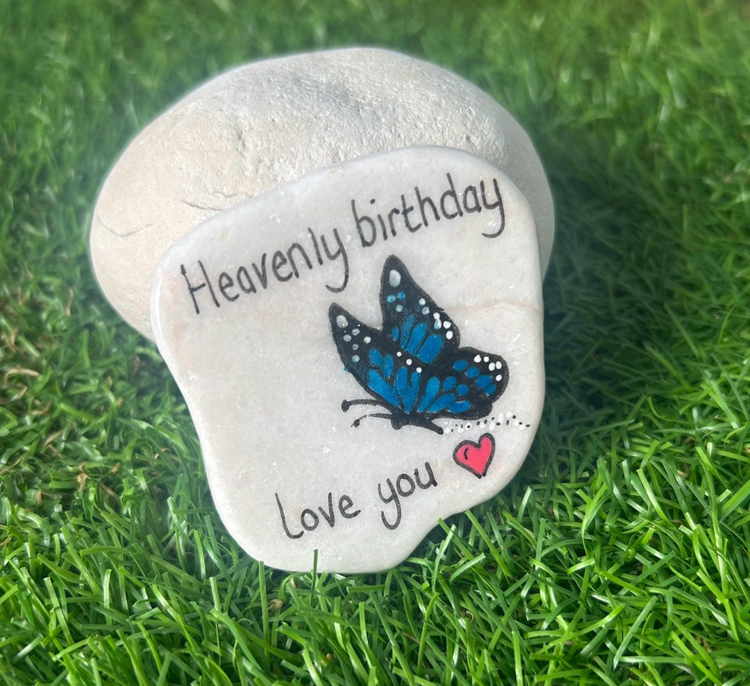 Hand Painted Butterfly Memorial Stone – Bereavement Gift, Remembrance ...