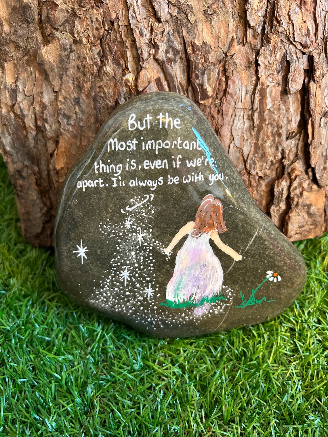 Hand-painted Angel Pebble: Bereavement Memorial Stone, Guardian Angel ...
