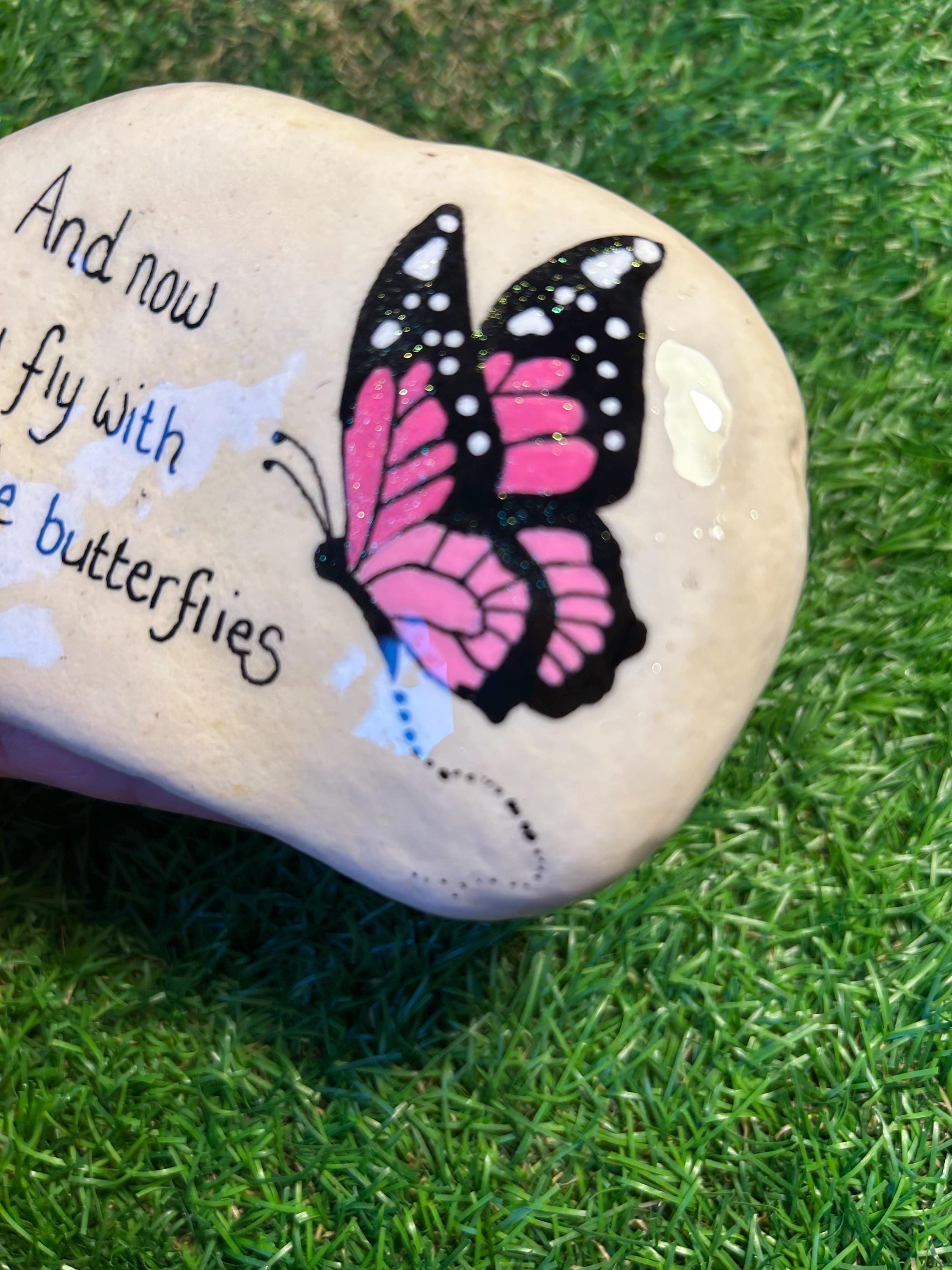 Butterfly Memorial Stone: Hand-painted Grave Decoration Keepsake - Etsy UK