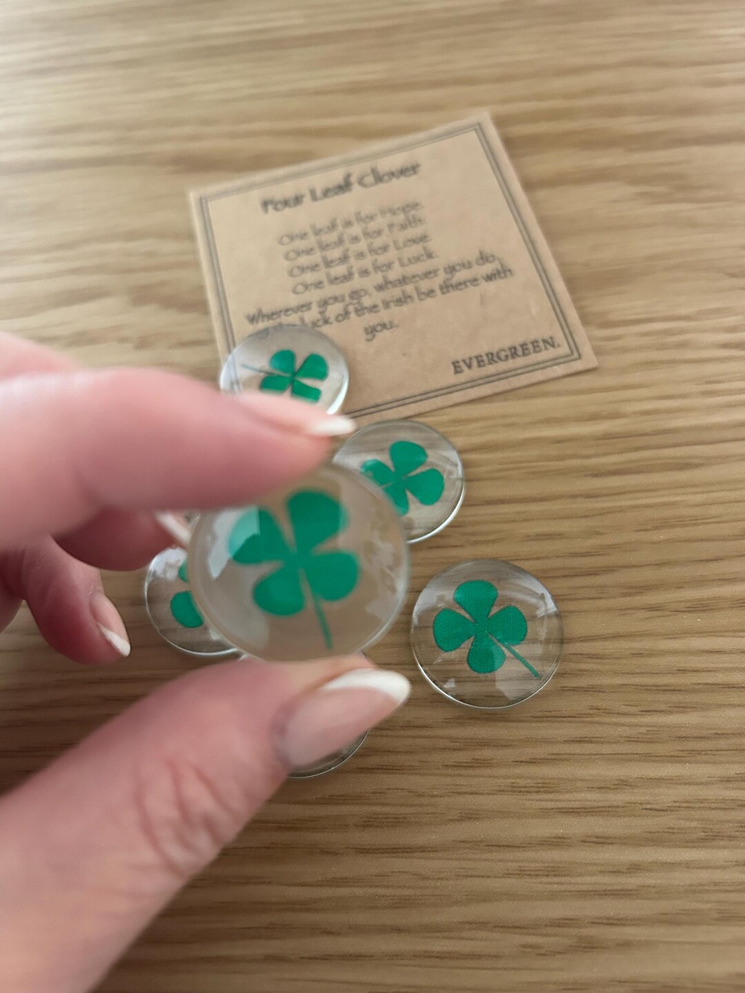 Four-leaf Clover Glass Pebbles: Irish Luck Tokens With Keepsake Card - Etsy