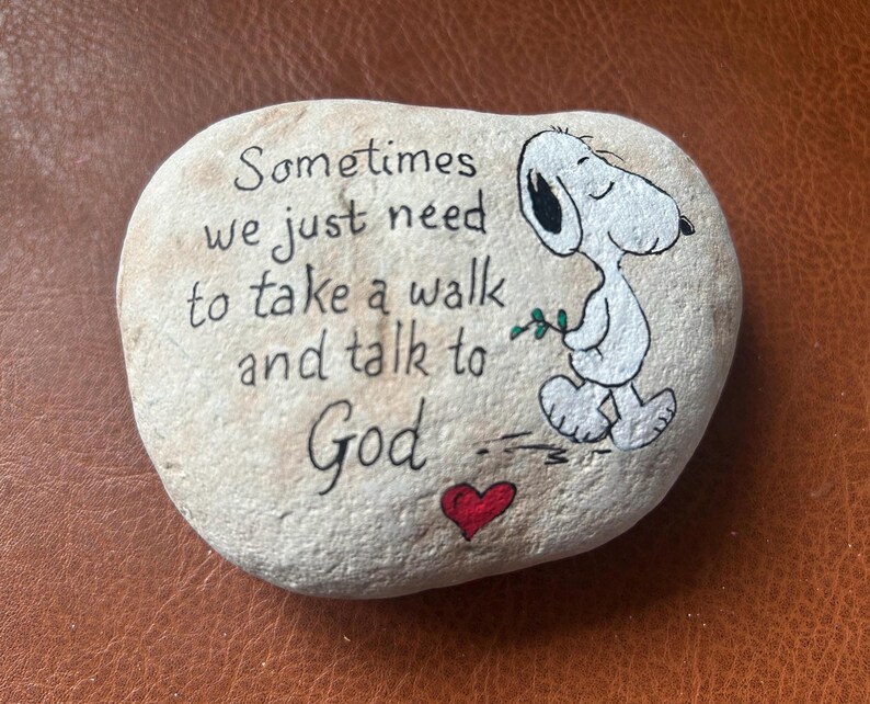 Hand-painted Snoopy Pebble: Inspirational Religious Gift - Etsy