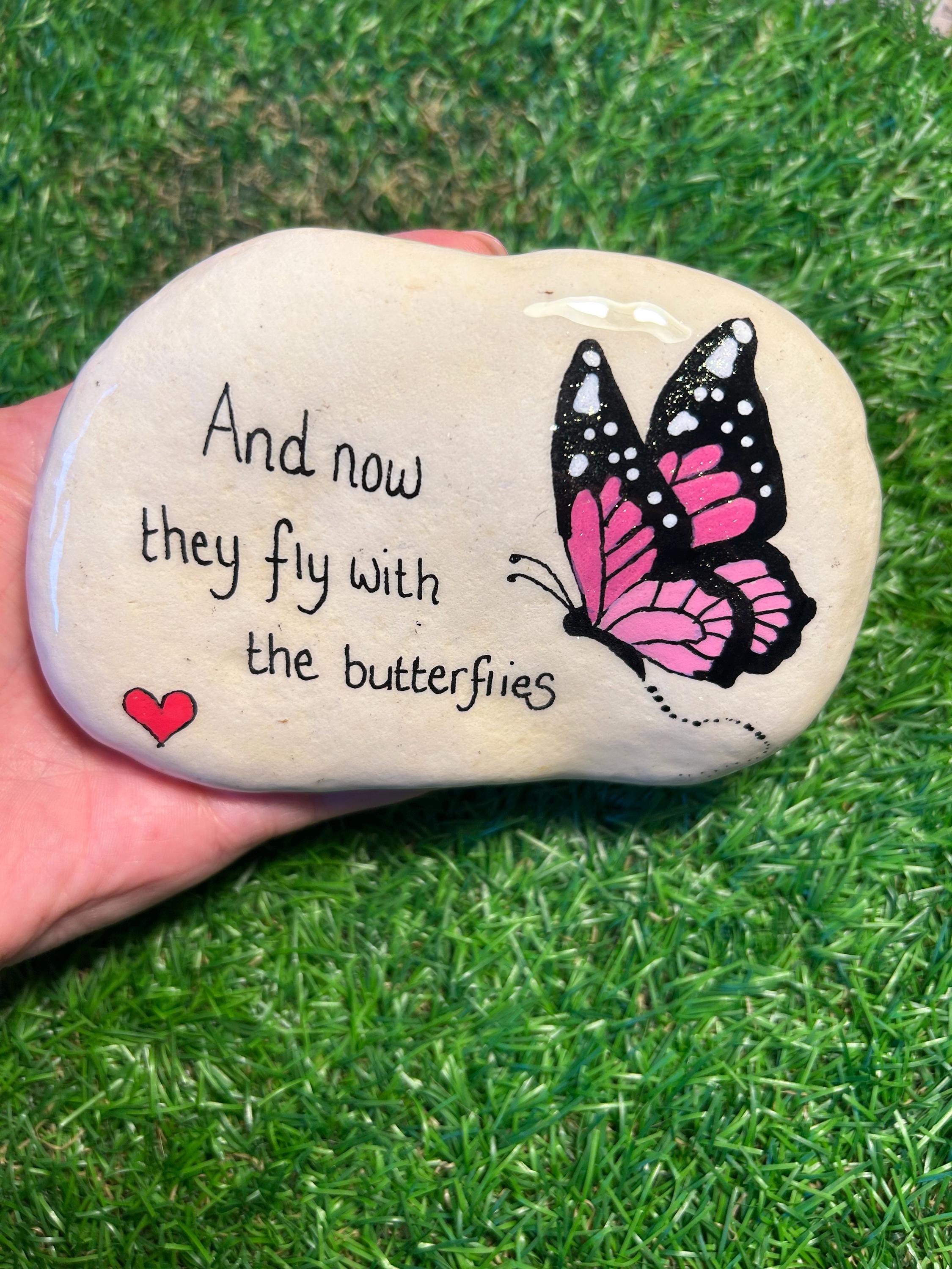 Butterfly Memorial Stone: Hand-painted Grave Decoration Keepsake - Etsy UK