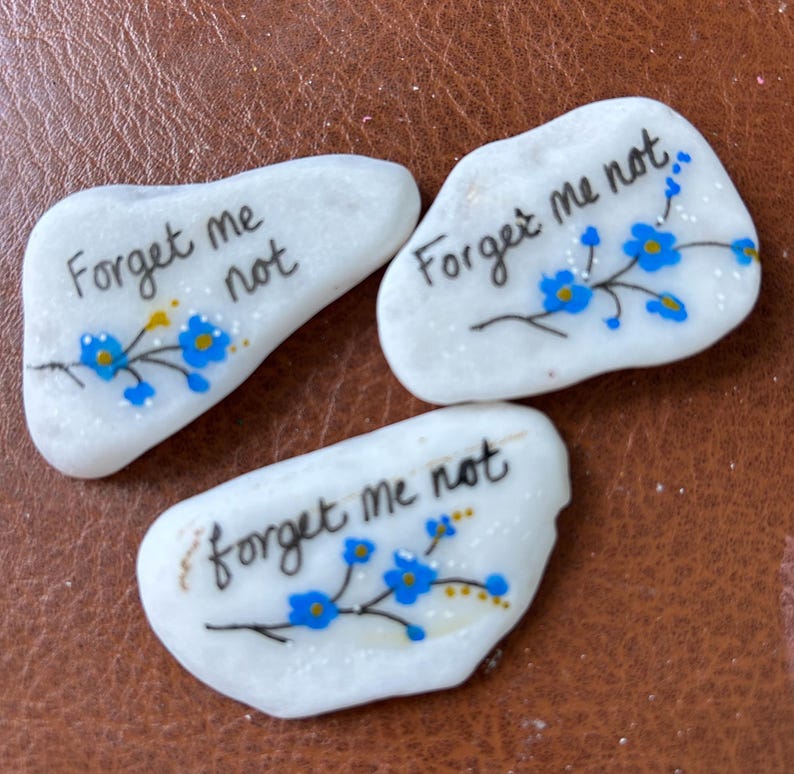 Hand-painted Forget-me-not Pebble: Grief Keepsake Pocket Hug - Etsy