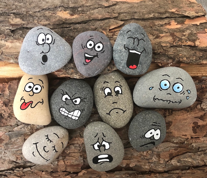 Feelings Stone Set: Montessori Emotion Faces, SEN Learning Resource - Etsy
