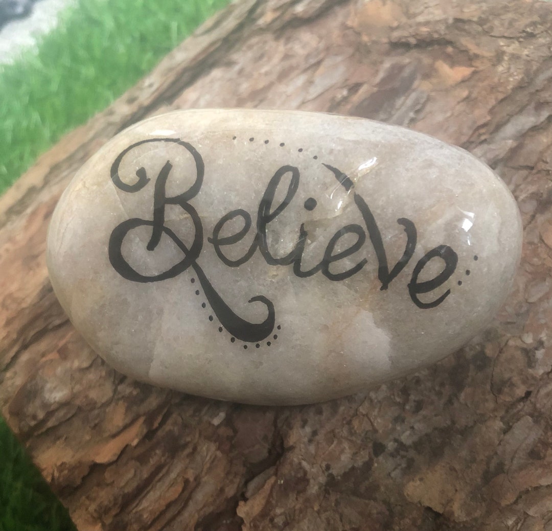 University Gift, Believe Stone, Good Luck Pebble - Etsy