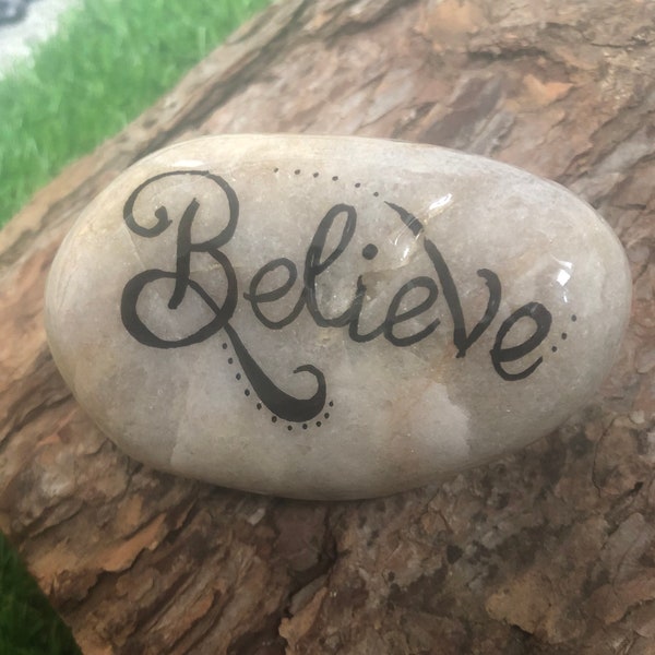 Painted Rock Believe - Etsy
