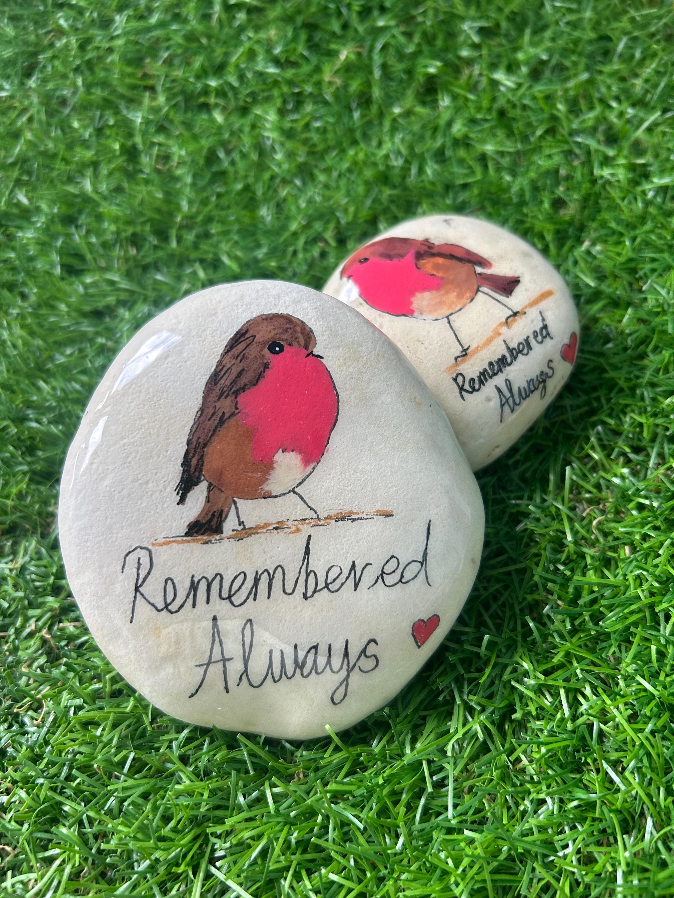 Hand-painted Robin Pebble: Memorial Garden Keepsake - Etsy