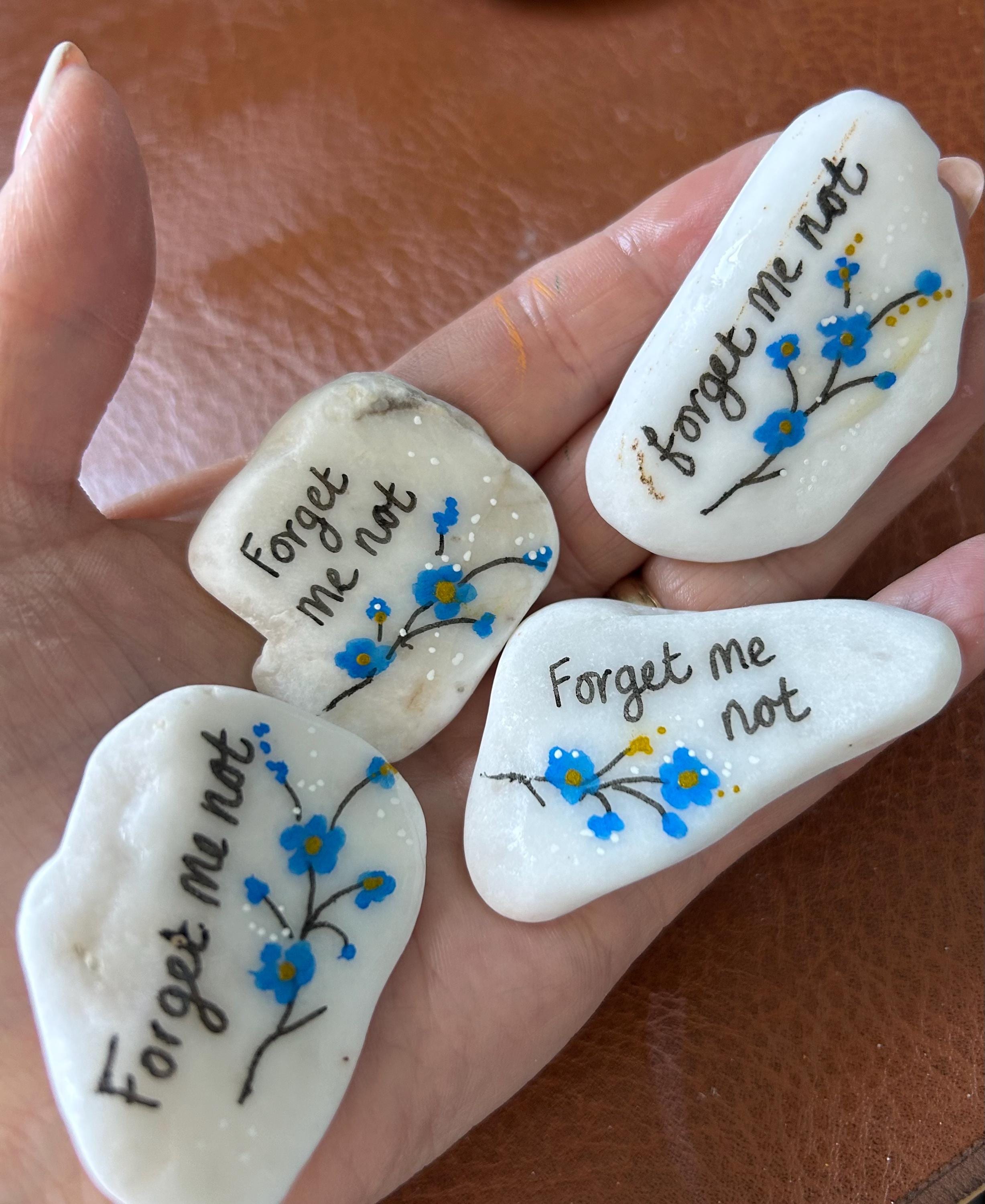Hand-painted Forget-me-not Pebble: Grief Keepsake Pocket Hug - Etsy