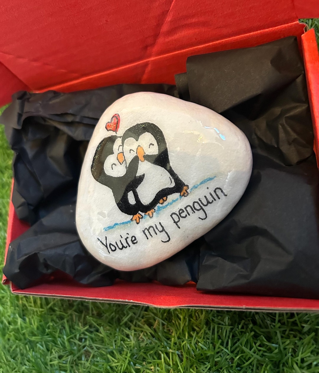 Hand-painted Penguin Pebble: Anniversary Keepsake Gift. - Etsy