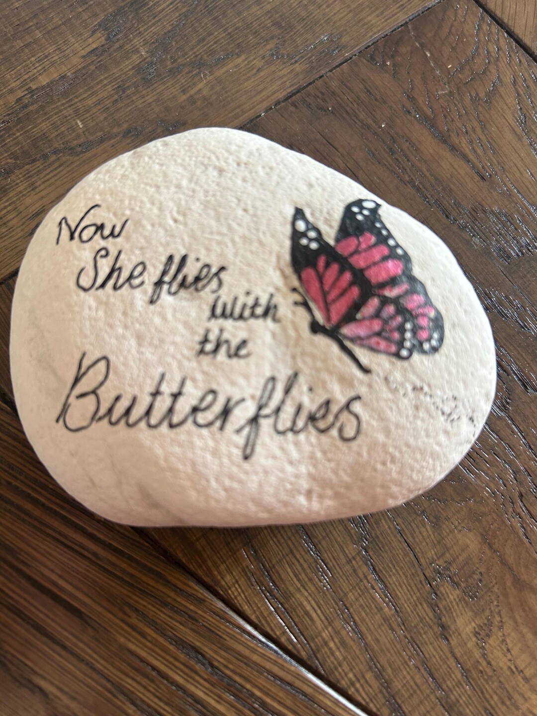Hand-painted Butterfly Memorial Pebble: Grave Decoration Keepsake - Etsy