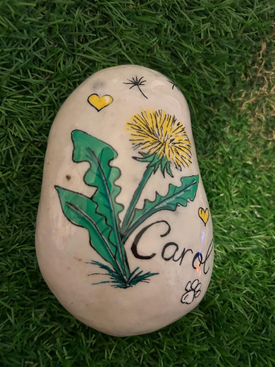 Hand-painted Dandelion Memorial Pebble: Grave Decoration Keepsake - Etsy