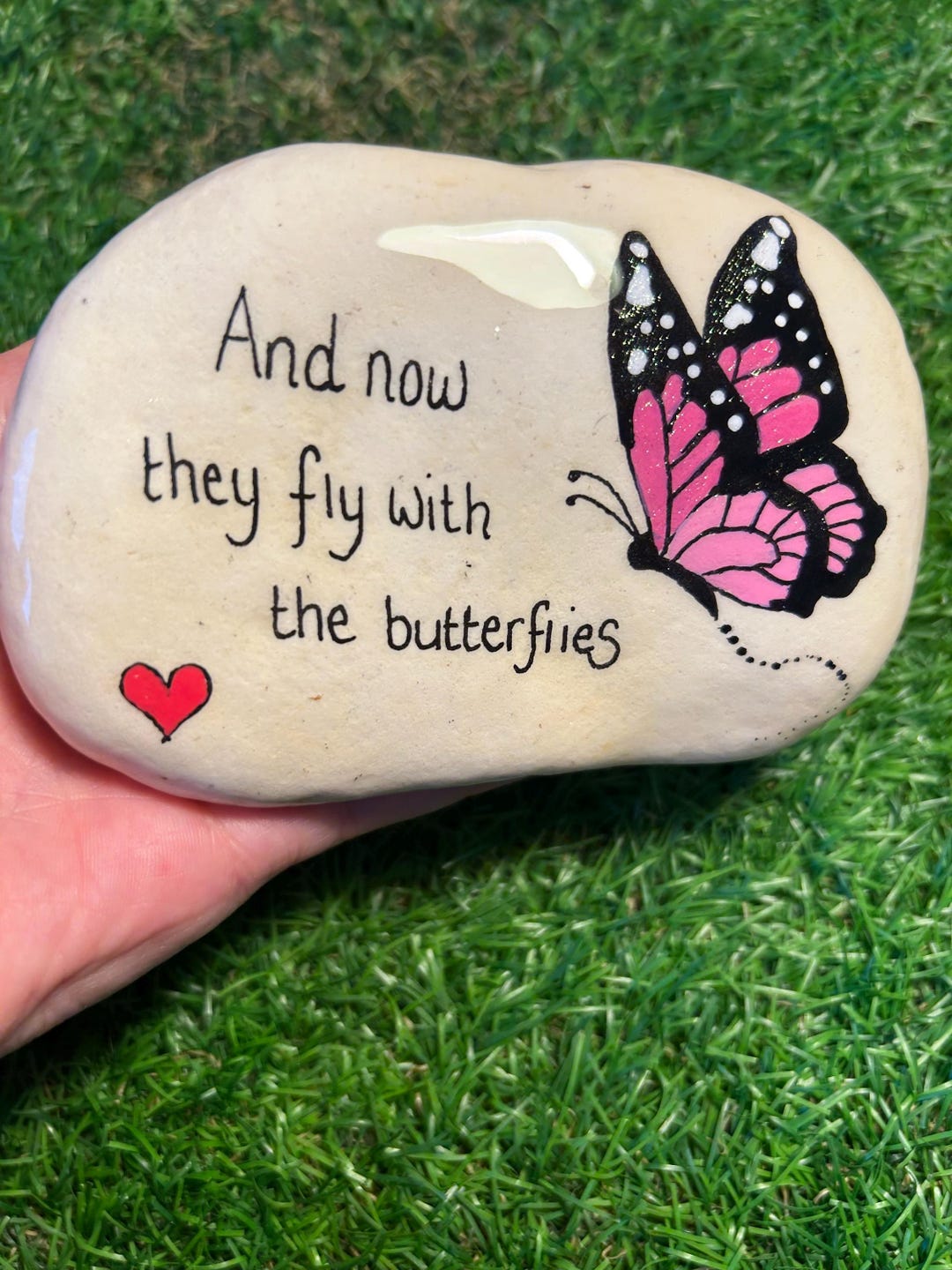 Butterfly Memorial Stone: Hand-painted Grave Decoration Keepsake - Etsy