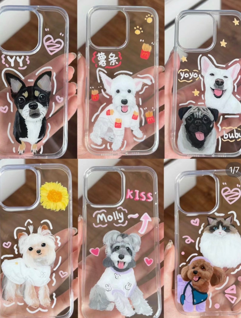 Artist Hand Painted Custom Pet Phone Case, Personalized Pet Dog Phone ...