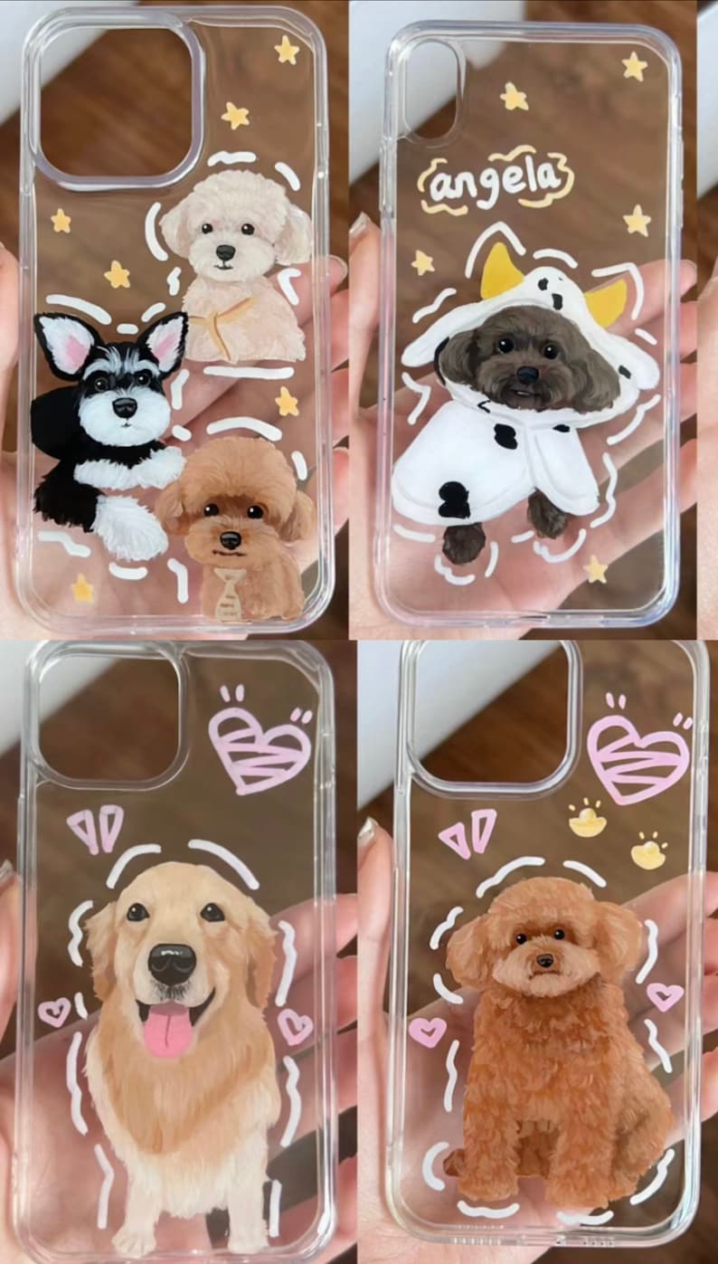 Artist Hand Painted Custom Pet Phone Case, Personalized Pet Dog Phone ...