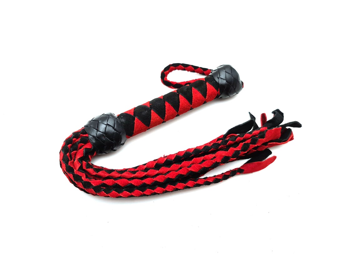 Handmade Suede Leather Flogger: Plaited Handle, 18.5