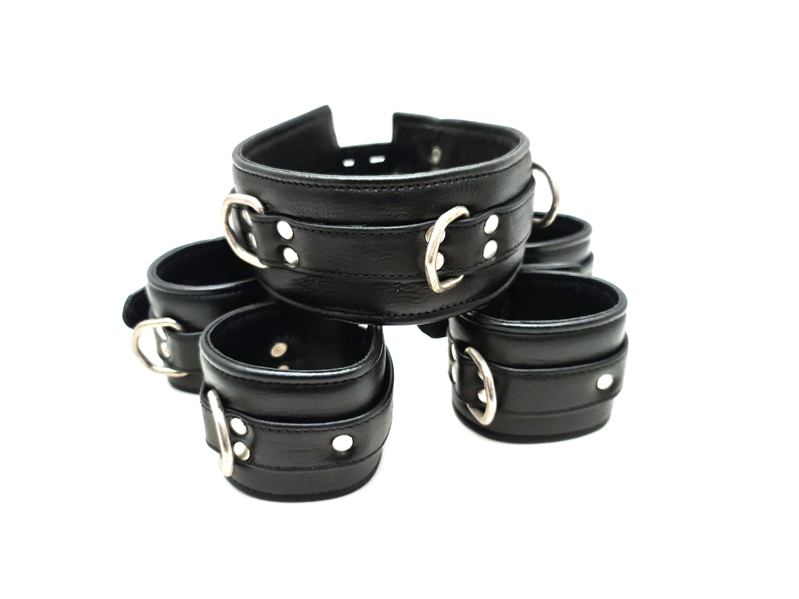 Cuff Set Bdsm Cuff Set Leather Collar Ankle Cuffs - Etsy UK