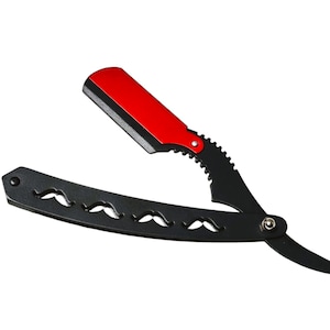 Cut Throat Razor - Red and Black Metal Cut-throat Razor - Stylish and ...
