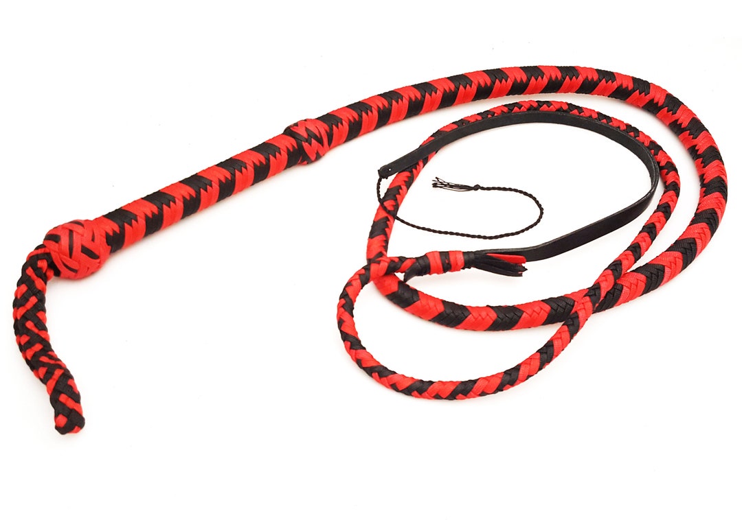 Bullwhip - Nylon Bullwhip - Paracord Whip - Red and Black Nylon Whip ...