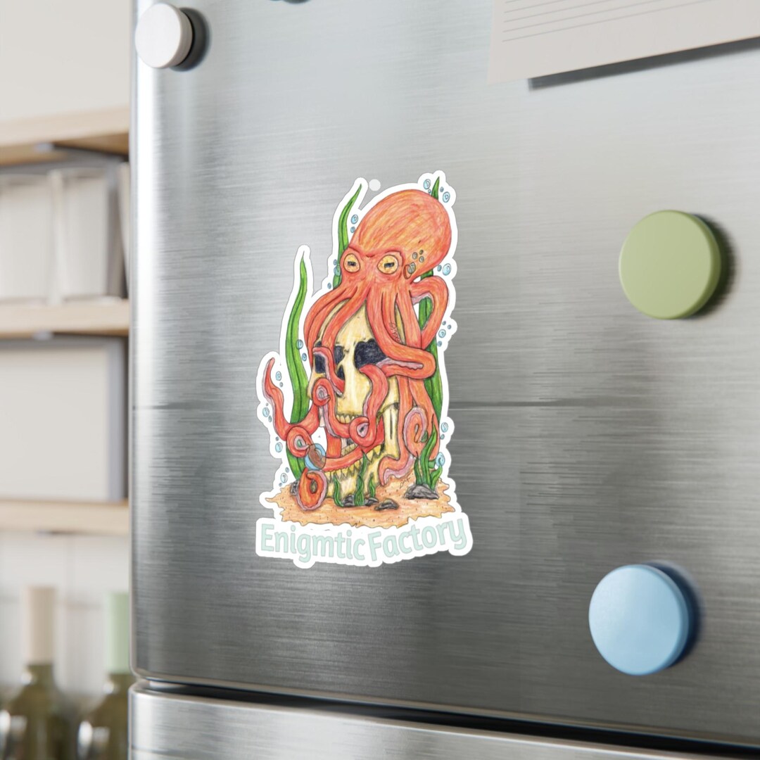Octopus Skull Illustration Kiss-cut Vinyl Decal | Octopi, Ocean ...