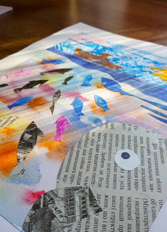 Collage Handmade Original Lessons Step by Step Painting | Etsy