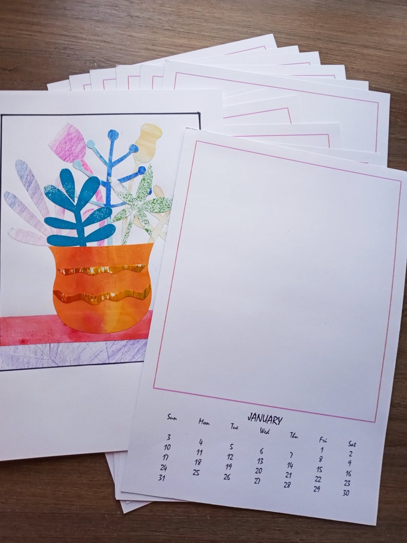 Collage Calendar Collage Handcut Original Vase of Flowers - Etsy
