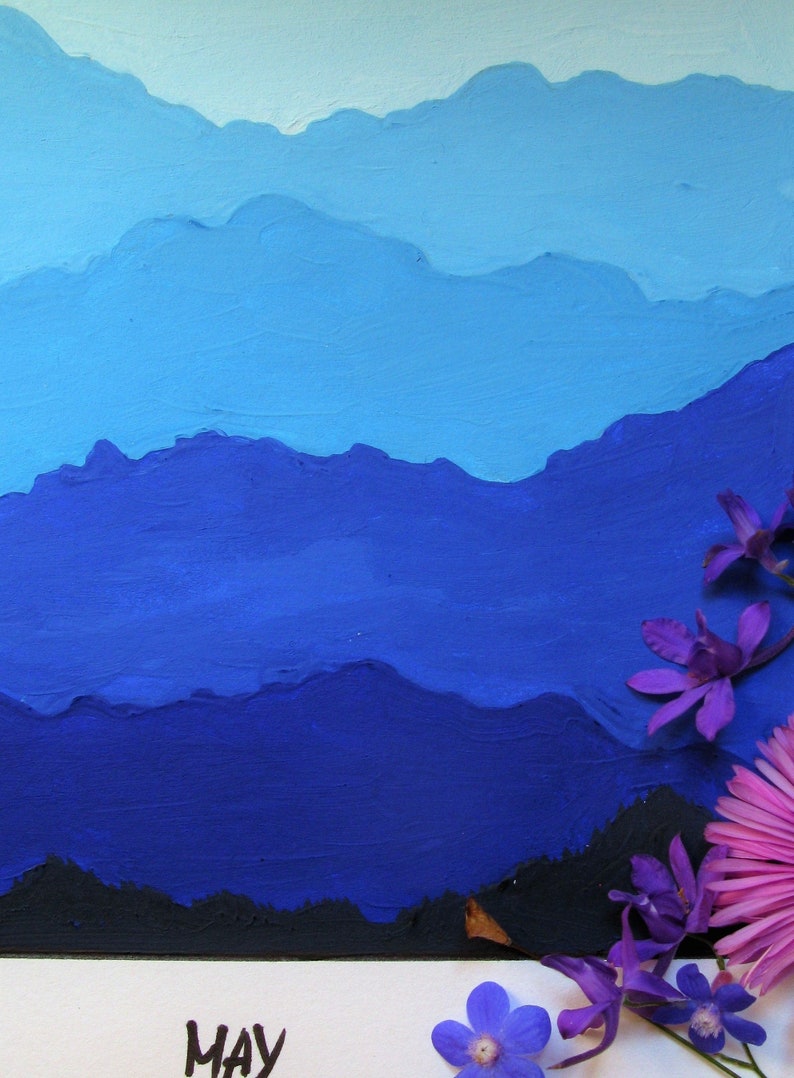 Wall Calendar 2026 Monthly for Quick Drawing Mountain Blue Gifts ...