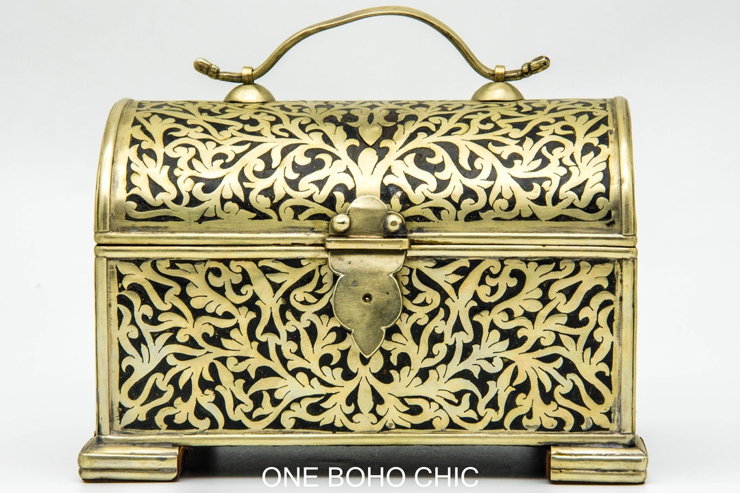 Vintage Moroccan Jewelry Box Made From Copper and Hand Engraved With ...