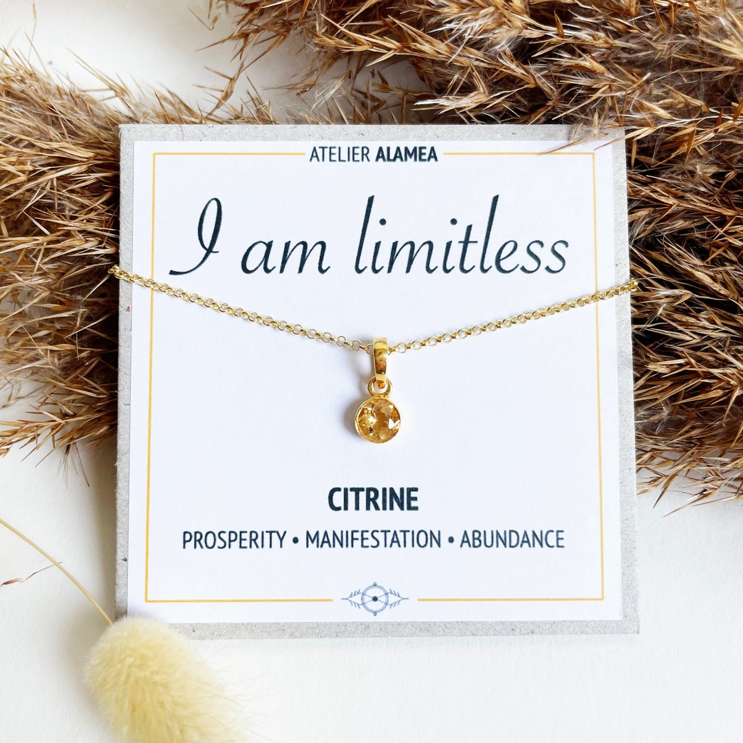 Citrine Chain With Intention Affirmation I Am Limitless Combinable ...