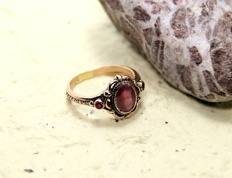 Gorgeous 14k Rose Gold Ruby Ring Antique Style 1 Ruby 6/8 Mm - Etsy