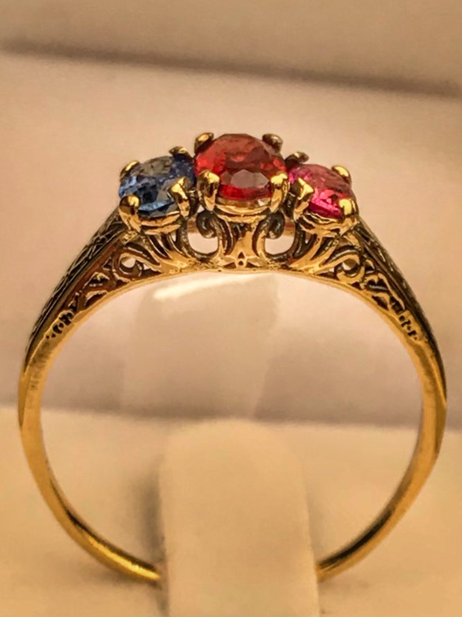 Very Unique Handmade 14k Yellow Gold Ring With a Real Sapphire - Etsy