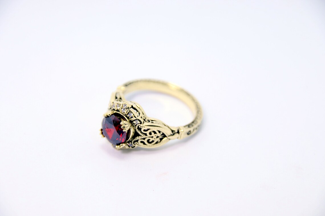 Very Unique 14K Gold Ring , Antique Victorian Style Design , Real ...
