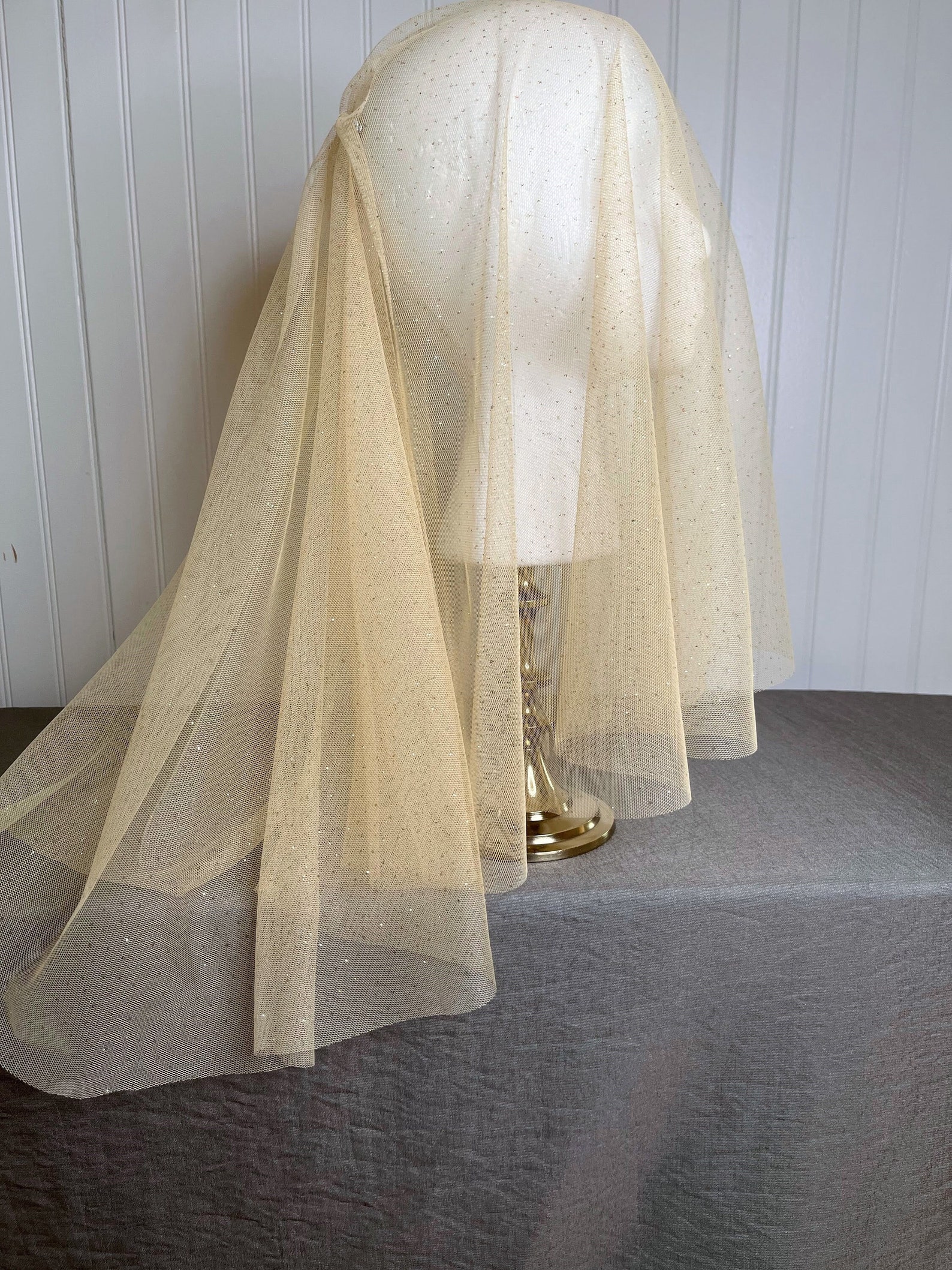 Champagne Glitter Wedding Veil, Short Sparkle Bridal Veil, Gold Accents ...