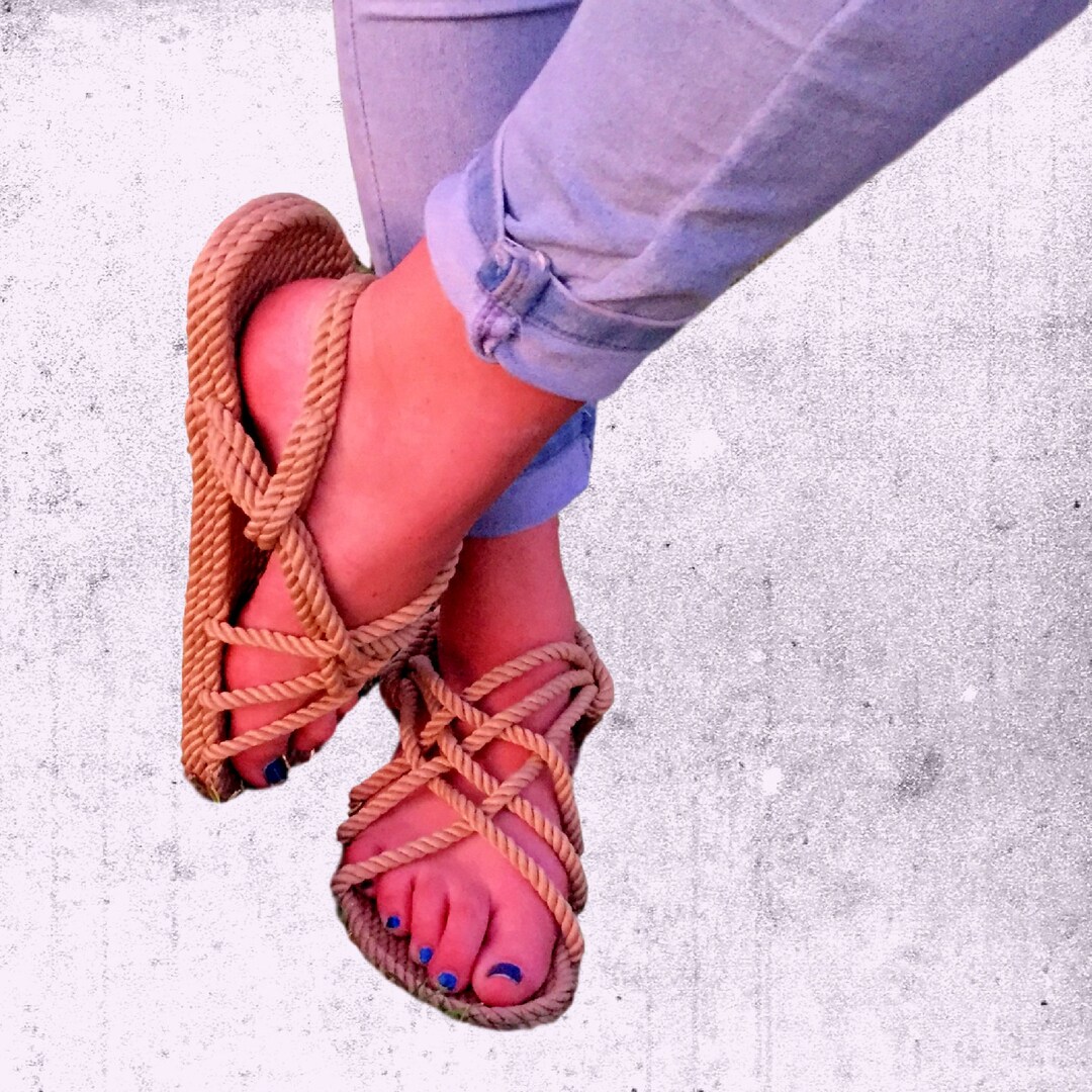 Womens Handmade Rope Sandals Toe Ring Sandals Barefoot Hippie Sandals ...