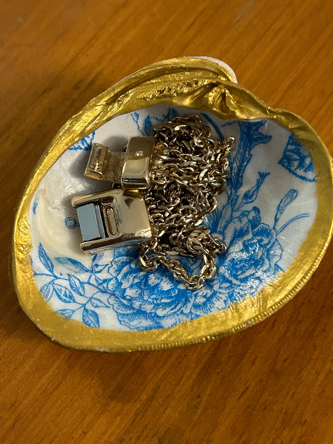 Clam Shell, Blue and White Ring Tray/dish - Etsy