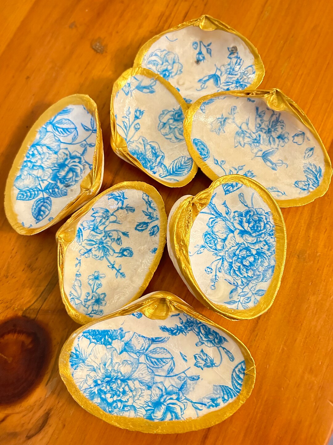 Clam Shell, Blue and White Ring Tray/dish - Etsy