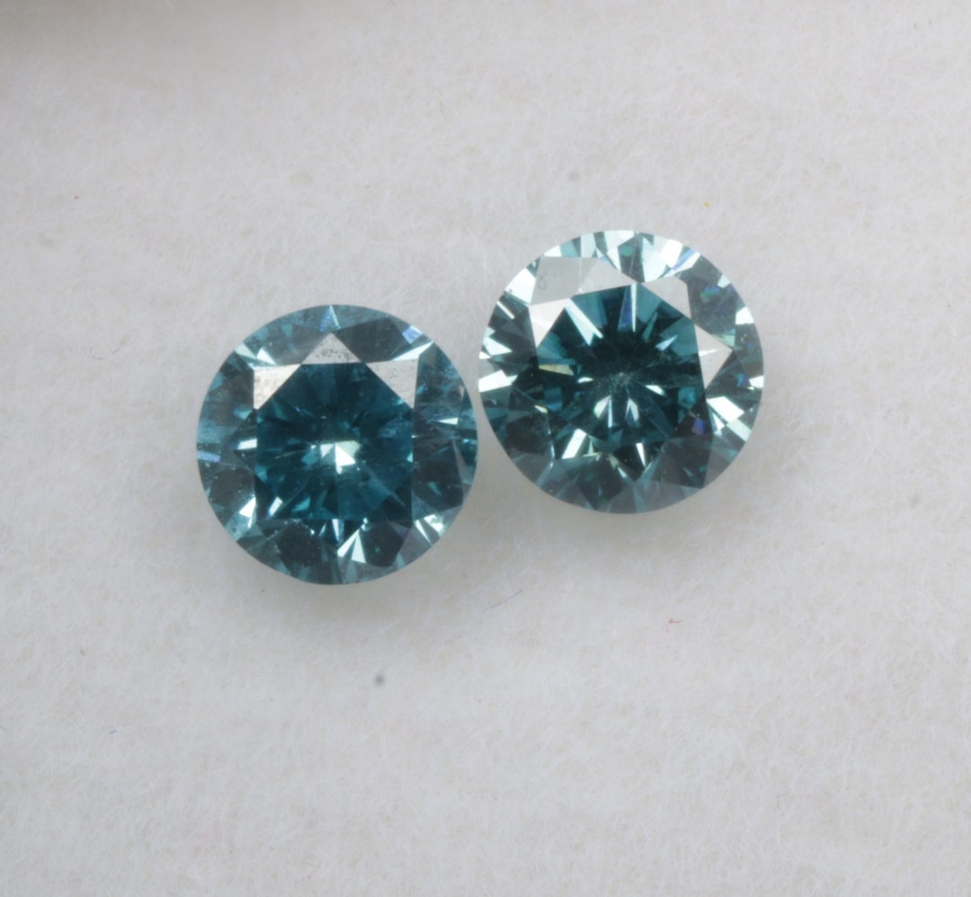 4.0 MM Round Cut Lab Grown Diamond, Lab Created Round Cut Blue Color ...