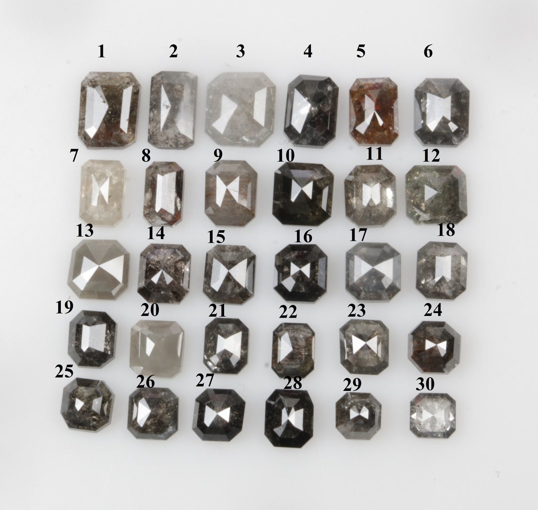 Natural Loose Emerald Cut Diamond, Grey/black Color Emerald Cut Diamond ...
