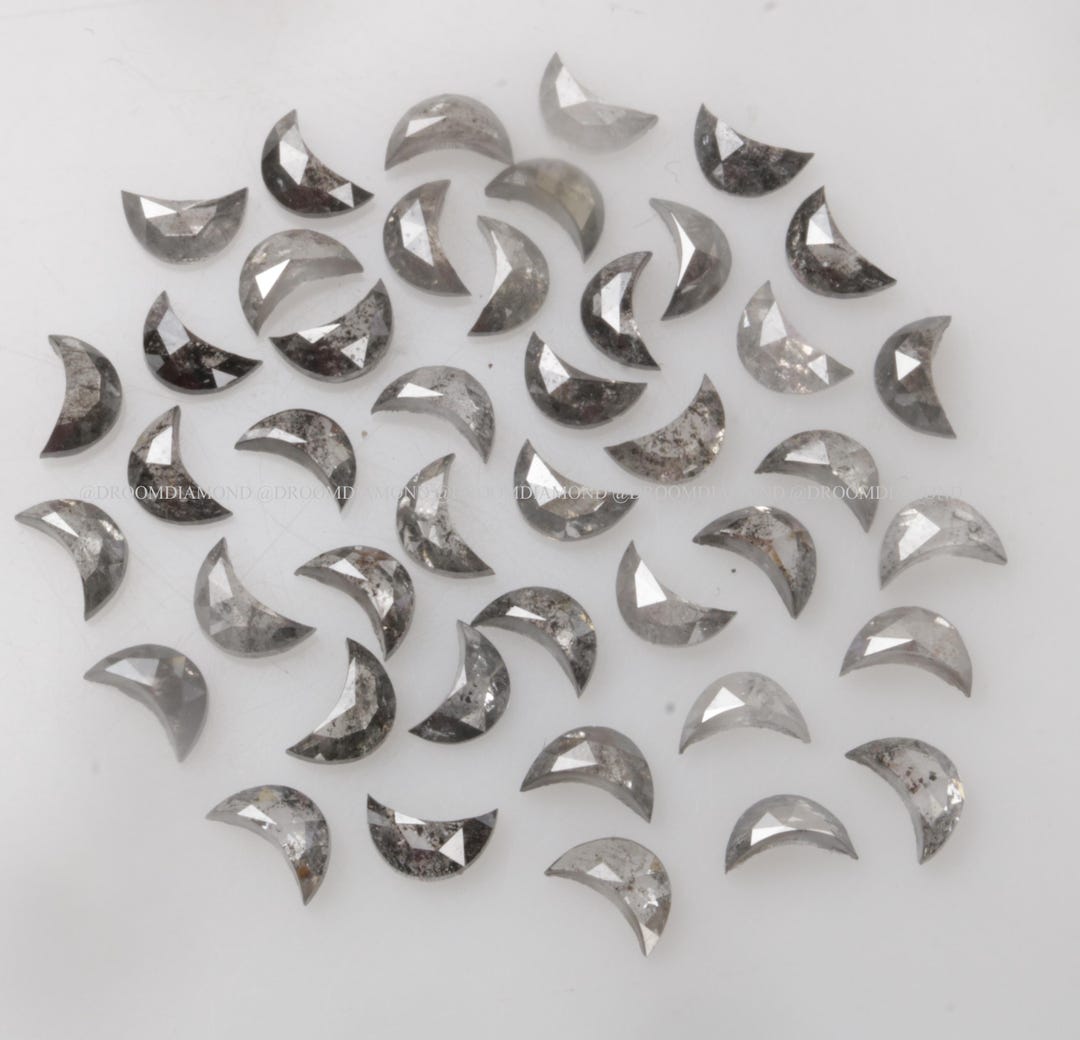 Salt and Pepper Diamond, Crescent Cut Diamond, 3.0/4.0 MM Crescent Cut ...