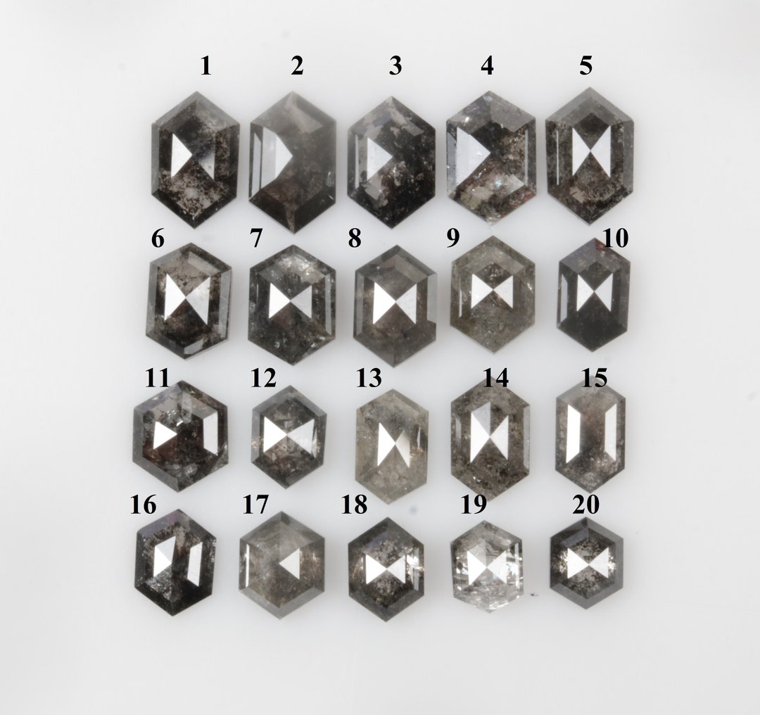 Salt and Pepper Diamond, Natural Loose Hexagon Shape Diamond, Grey ...