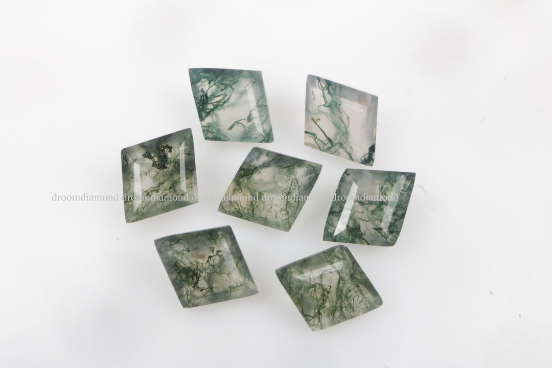 Moss Agate Stone | Lozenge Cut Agate Stone | Faceted Rhombus Kite Shape ...