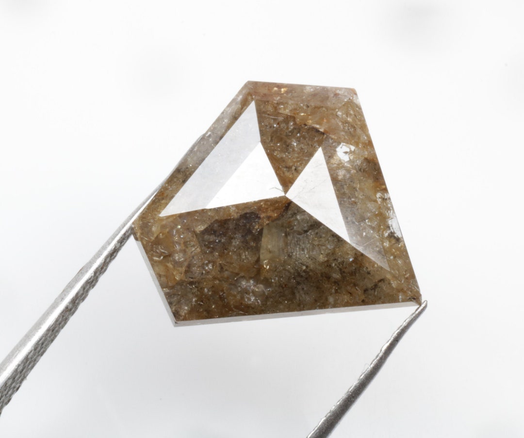 4.57 CT 12.8 X 14.3 MM Pentagon Diamond, Natural Salt and Pepper ...