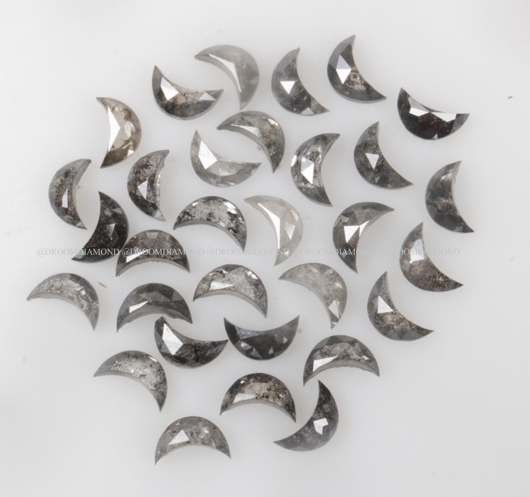 Crescent Cut Diamond Salt and Pepper Diamond, Natural Loose Crescent ...